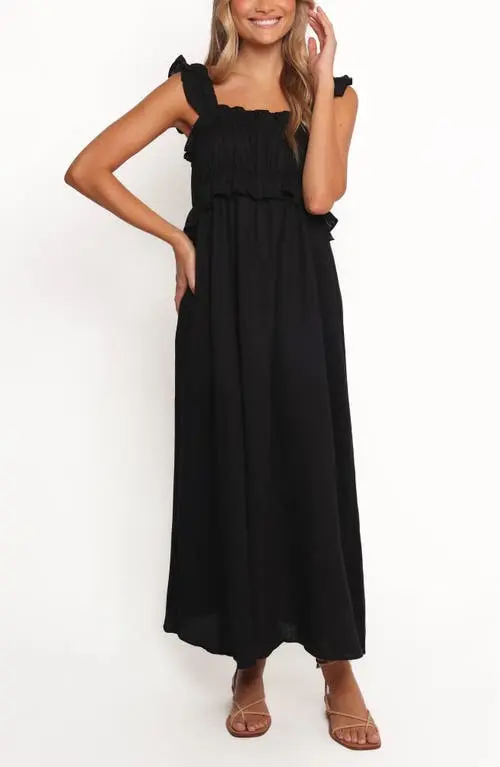 PETAL & PUP Frill Strap Maxi Dress - Black