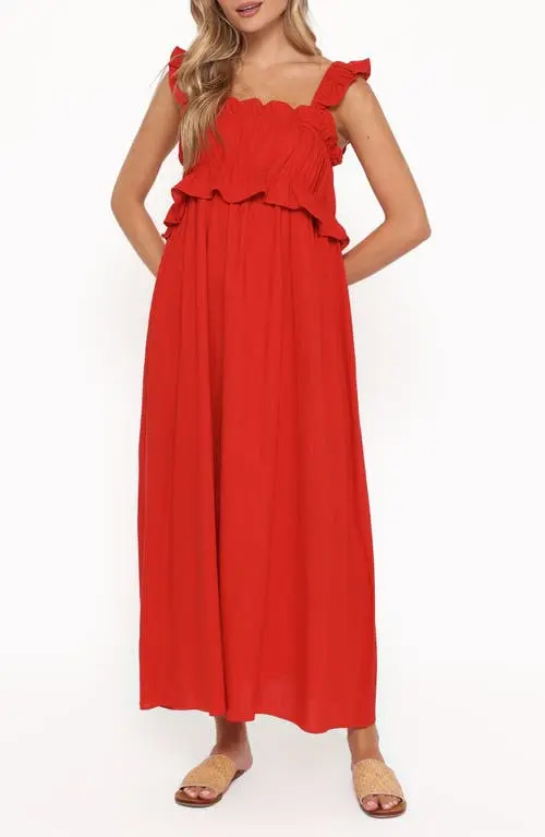 PETAL & PUP Frill Strap Maxi Dress - Red