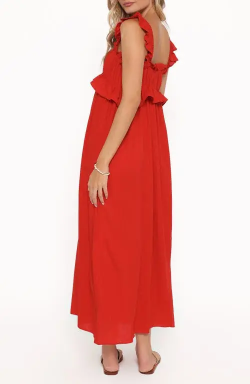 PETAL & PUP Frill Strap Maxi Dress - Red
