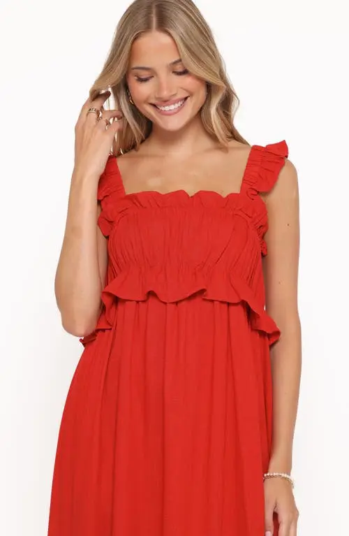 PETAL & PUP Frill Strap Maxi Dress - Red