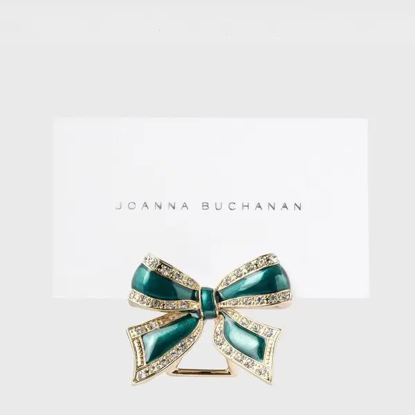 JOANNA BUCHANAN Enamel Bow Placecard Holders - Green