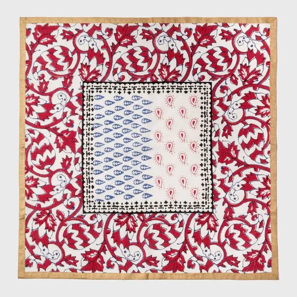 JOANNA BUCHANAN Joyful Block Print Napkin - Red