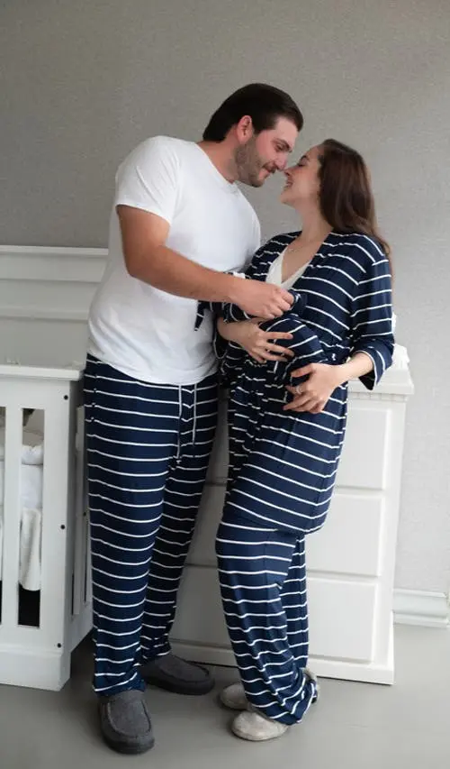 EVERLY GREY Oliver Pajama Pants - Navy Stripe