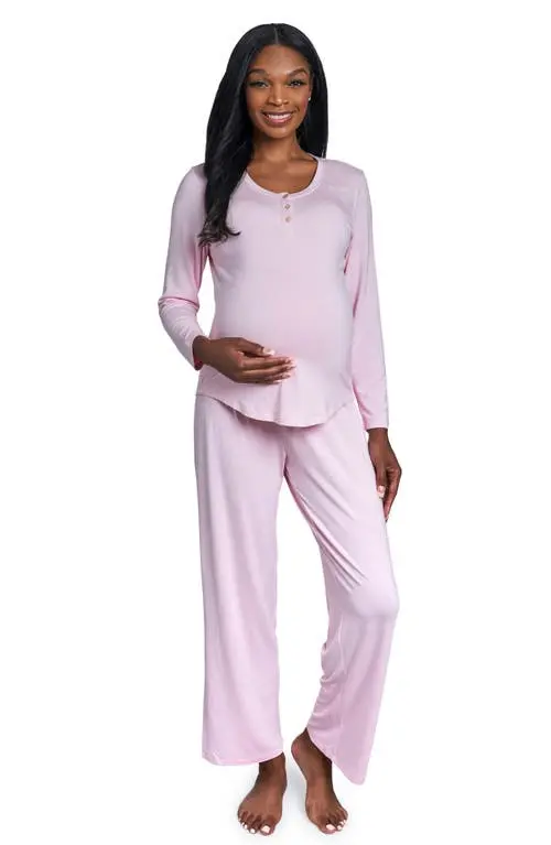 EVERLY GREY Laina During & After 2-piece Maternity/nursing Sleep Set - Blush