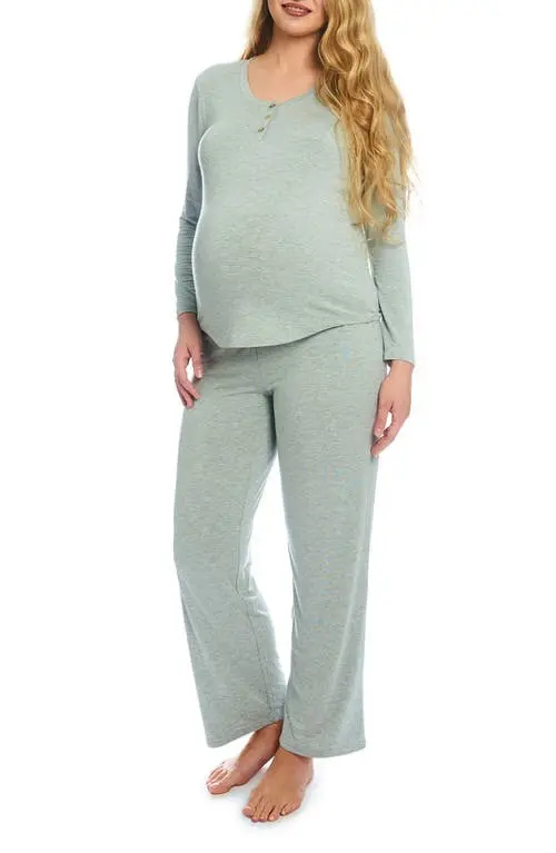EVERLY GREY Laina During & After 2-piece Maternity/nursing Sleep Set - Heather Grey Solid