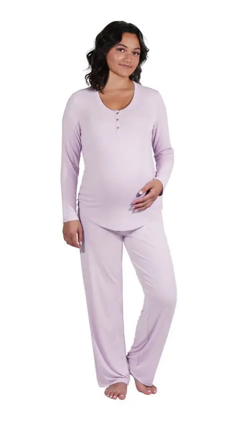 EVERLY GREY Laina During & After 2-piece Maternity/nursing Sleep Set - Lavender