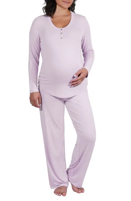 EVERLY GREY Laina During & After 2-piece Maternity/nursing Sleep Set - Lavender