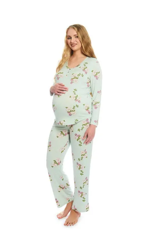 EVERLY GREY Laina During & After 2-piece Maternity/nursing Sleep Set - Peony