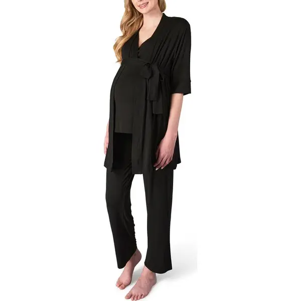 EVERLY GREY Analise During & After 3-piece Maternity/nursing Sleep Set - Black