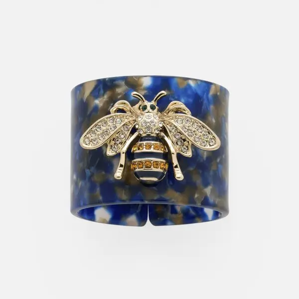 JOANNA BUCHANAN Stripey Bee Resin Napkin Rings - Blue