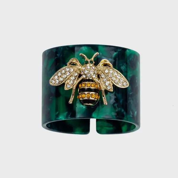 JOANNA BUCHANAN Stripey Bee Resin Napkin Rings - Green