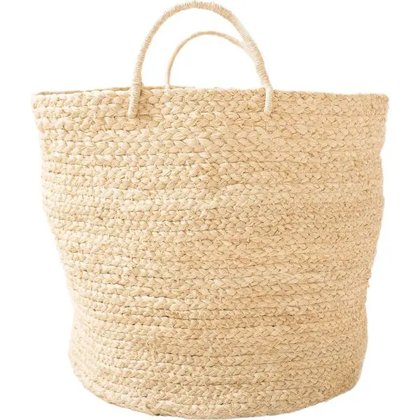 INDEGO AFRICA Medium Braided Raffia Basket - Natural
