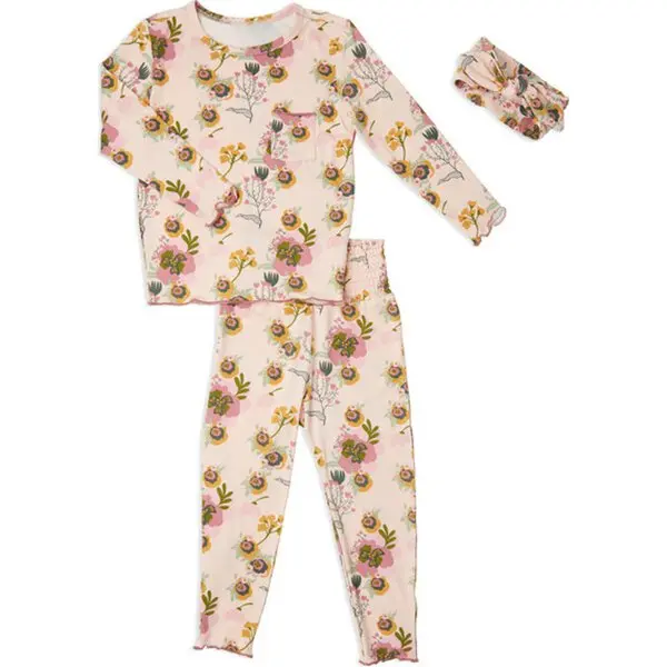 EVERLY GREY Charlie Fitted Long Sleeve 3-piece Pajamas - Camellia