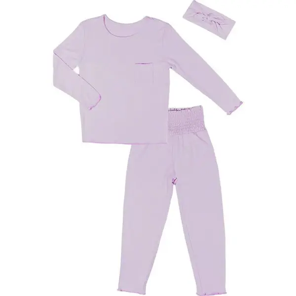 EVERLY GREY Charlie Fitted Long Sleeve 3-piece Pajamas - Lavender