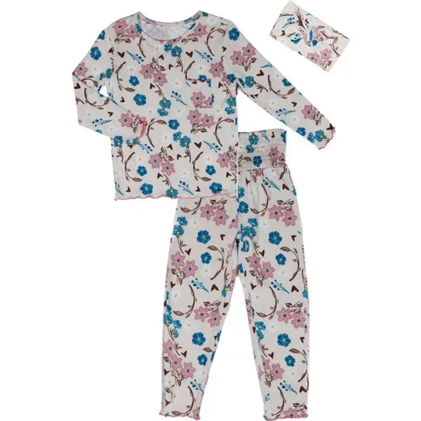 EVERLY GREY Charlie Fitted Long Sleeve 3-piece Pajamas - Magnolia