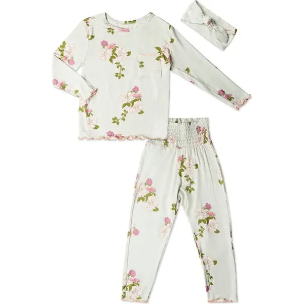 EVERLY GREY Charlie Fitted Long Sleeve 3-piece Pajamas - Peony