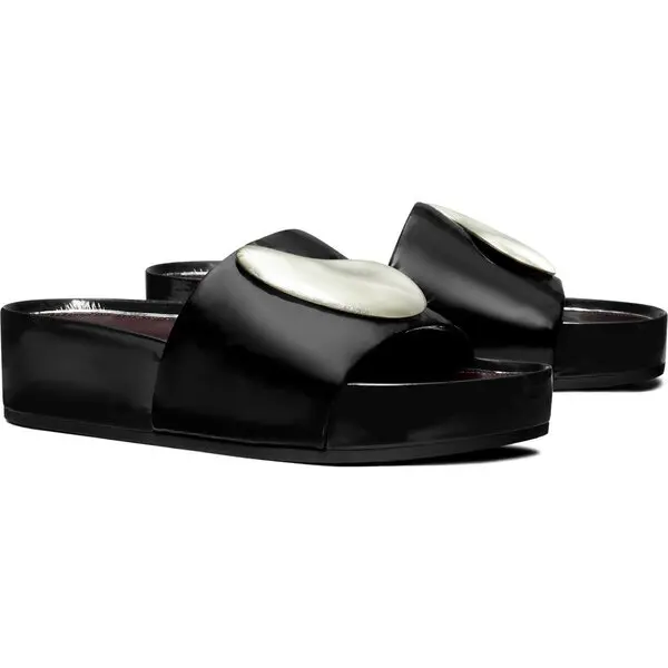 Tory Burch Patos Platform Slide Sandal - Perfect Black/silver