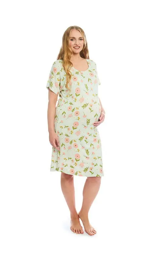 EVERLY GREY Rosa Maternity/nursing Hospital Gown - Carnation