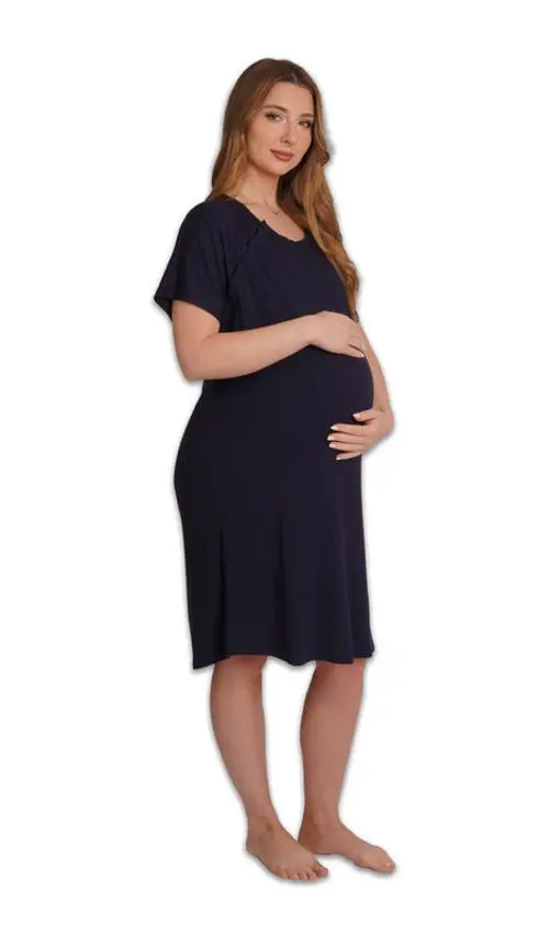 EVERLY GREY Rosa Maternity/nursing Hospital Gown - Midnight