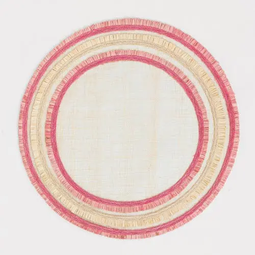 JOANNA BUCHANAN Ruffle Edge Straw Placemat - Pink