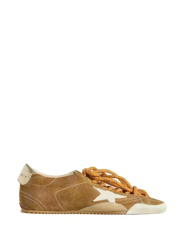 GOLDEN GOOSE True-star" Suede Sneakers With Platinum Heel Tab - Brown