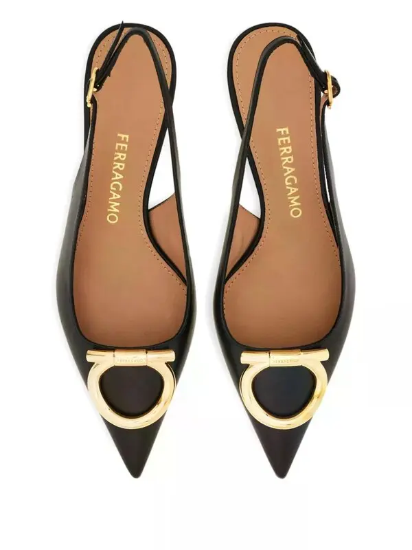 FERRAGAMO Maxi Gancini Slingback Pumps - Black