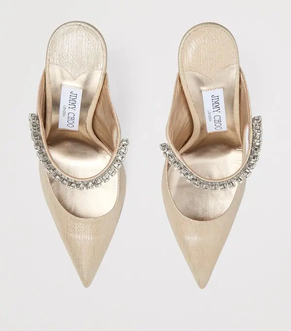 JIMMY CHOO Bing 100 Calfskin Heeled Mules - Gold
