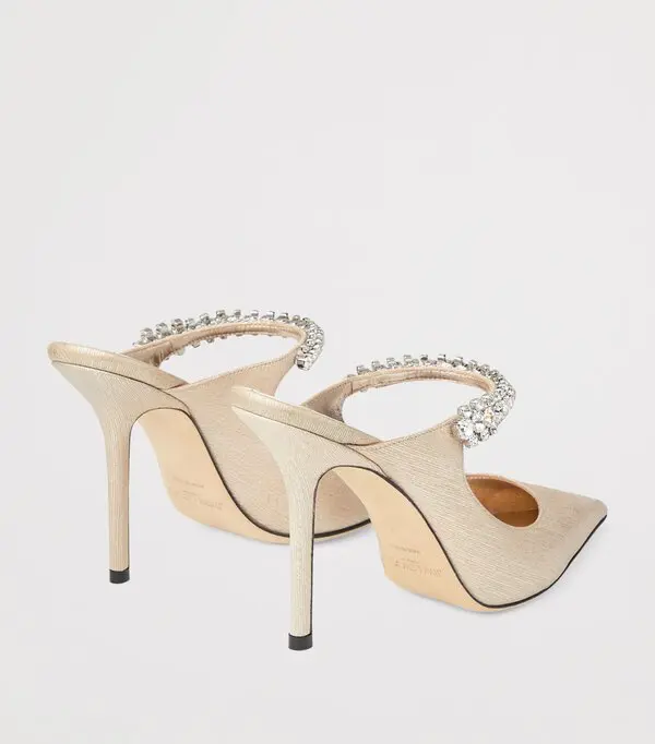 JIMMY CHOO Bing 100 Calfskin Heeled Mules - Gold