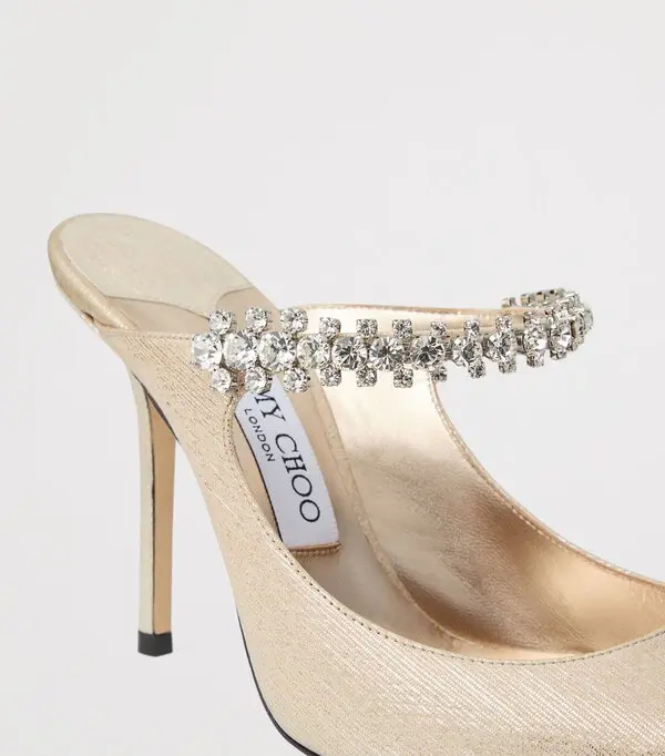 JIMMY CHOO Bing 100 Calfskin Heeled Mules - Gold