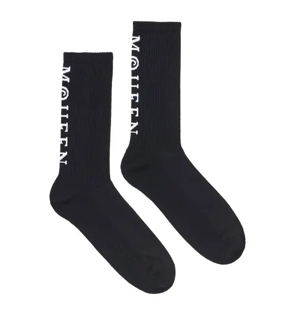 Alexander McQueen Cotton-blend Logo Socks - Black