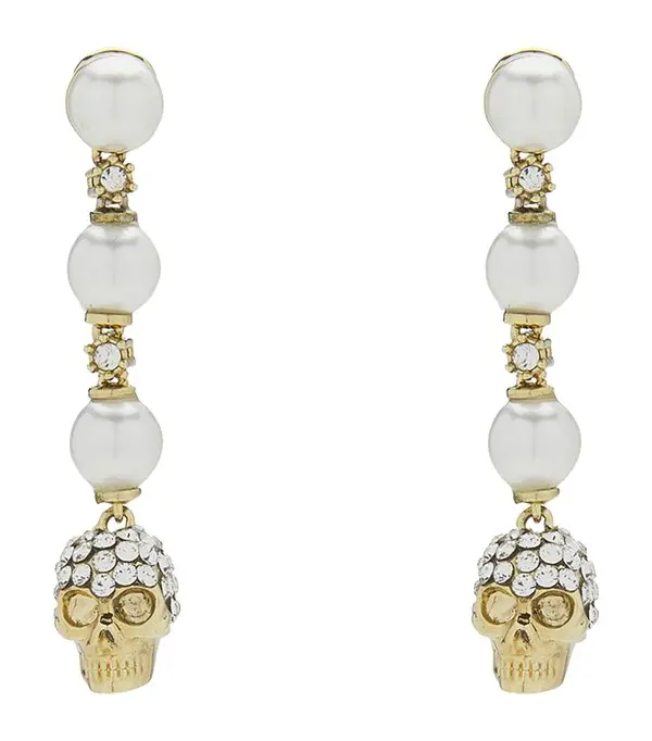 Alexander McQueen Faux Pearl And Skull Earrings - Black