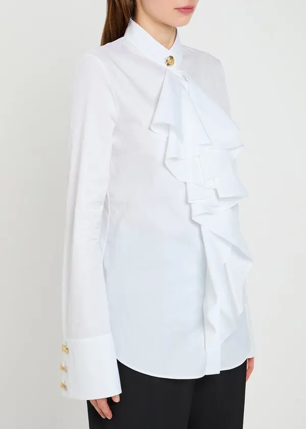 Balmain Ruffled Cotton-poplin Blouse