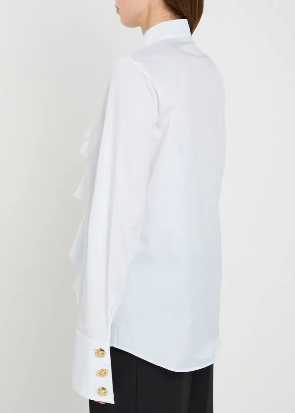 Balmain Ruffled Cotton-poplin Blouse