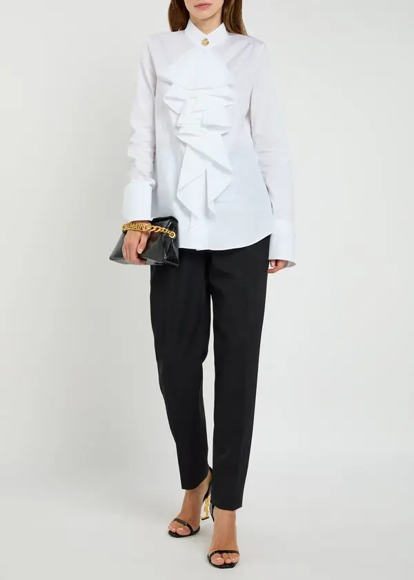 Balmain Ruffled Cotton-poplin Blouse