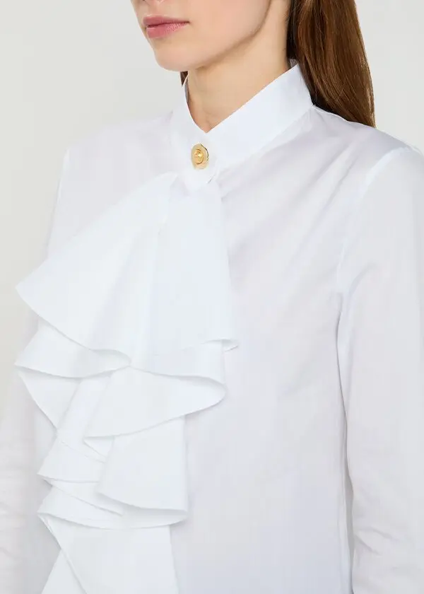 Balmain Ruffled Cotton-poplin Blouse