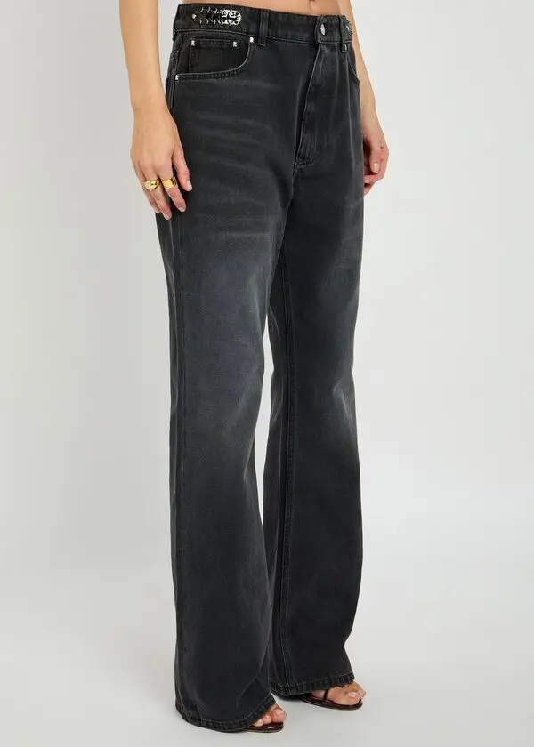 Rabanne Chain-embellished Straight-leg Jeans - Black