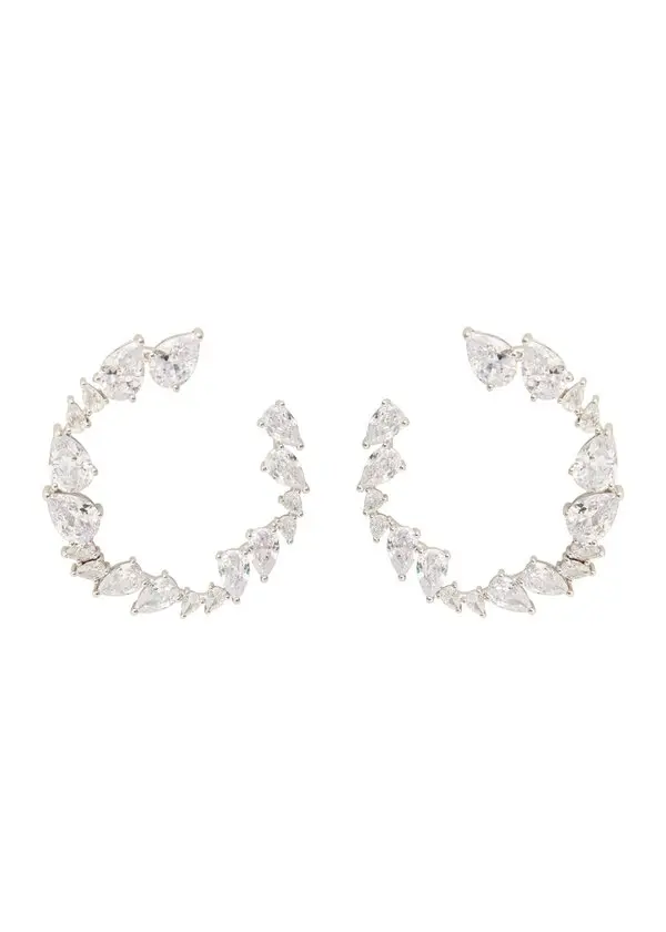 CZ BY KENNETH JAY LANE Crystal-embellished Rhodium-plated Drop Earrings - Silver