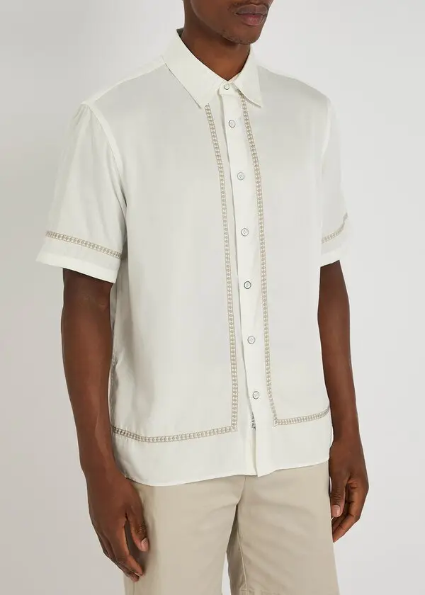 Rag & Bone Dalton Embroidered Woven Shirt - Ecru