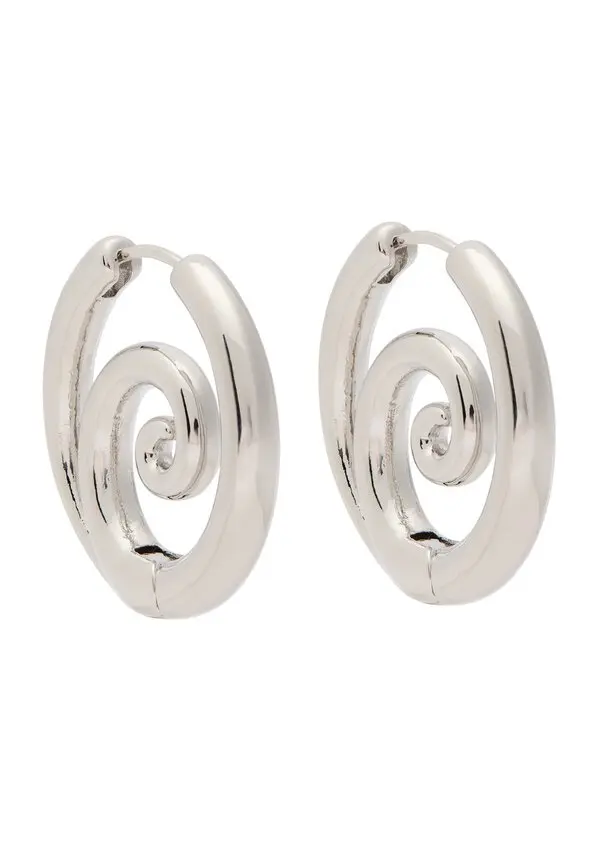 KENNETH JAY LANE Swirl Rhodium-plated Hoop Earrings - Silver