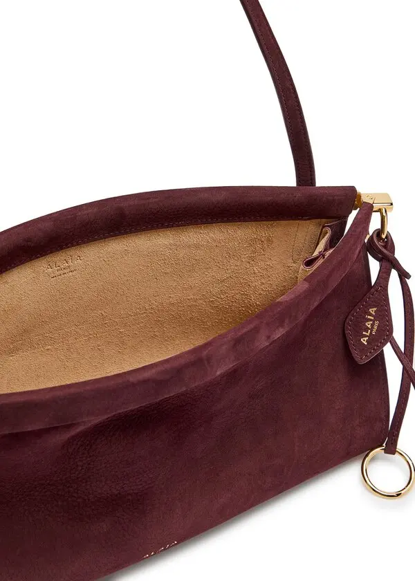 Alaïa East West Nubuck Shoulder Bag - Burgundy