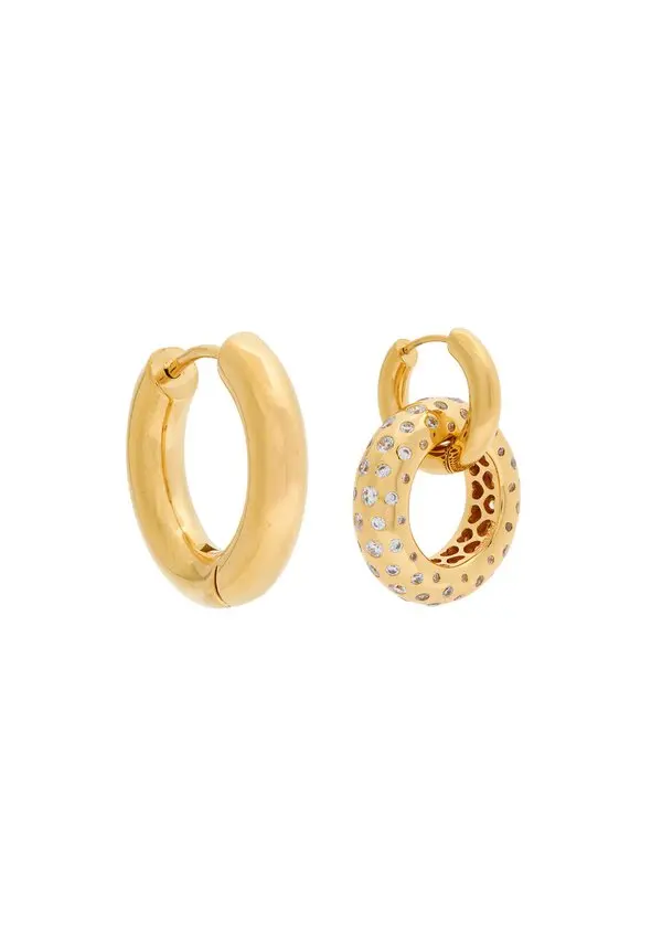 Timeless Pearly Mismatched 24kt -plated Hoop Earrings - Gold