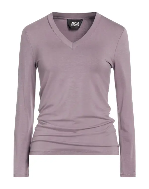 Alpha Studio Viscose & Elastane V-neck Long Sleeve T-shirt