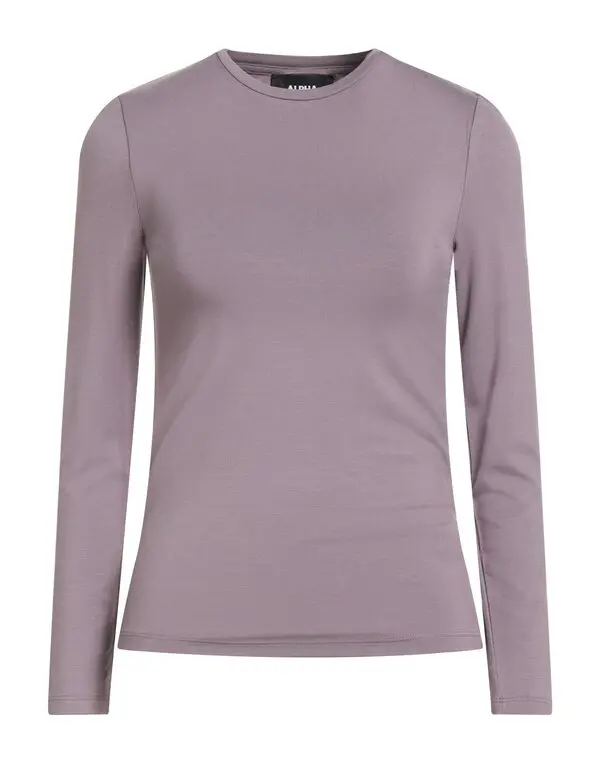Alpha Studio Long Sleeve Viscose Blend T-shirt - Purple
