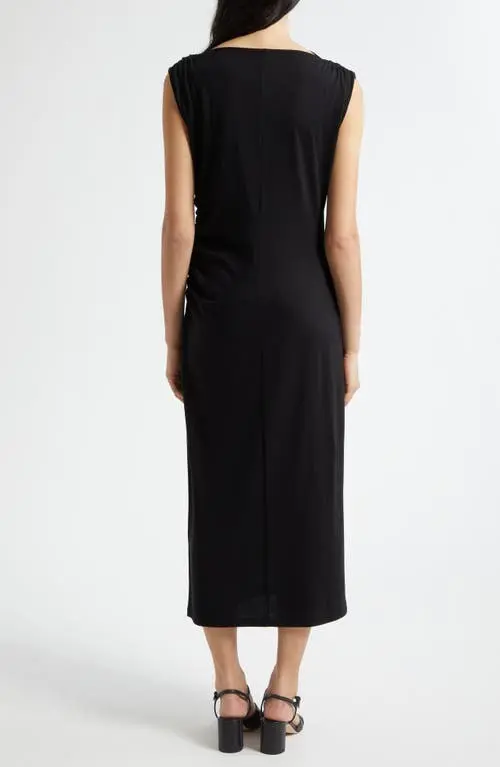Vince Pima Cotton Cowl Neck Midi Dress - Black