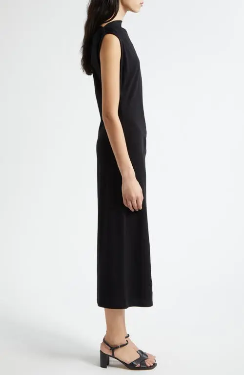 Vince Pima Cotton Cowl Neck Midi Dress - Black