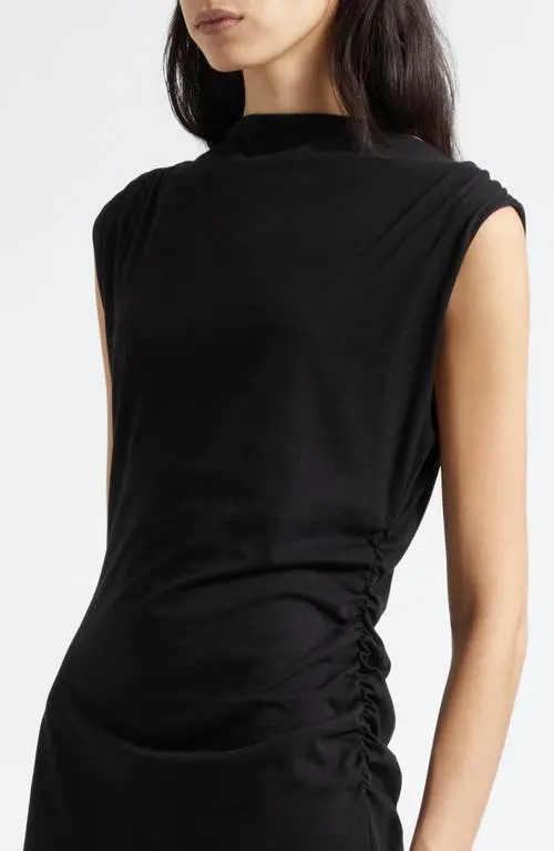 Vince Pima Cotton Cowl Neck Midi Dress - Black