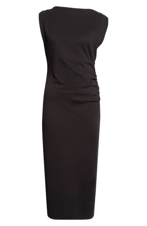 Vince Pima Cotton Cowl Neck Midi Dress - Black