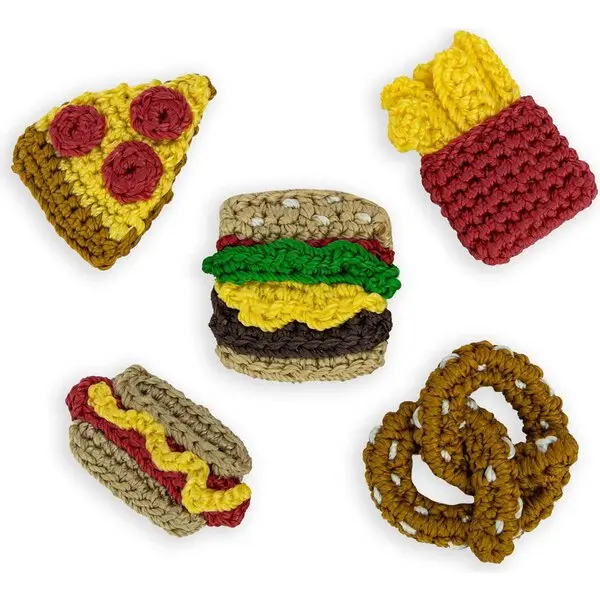 THE SAK Set Of Five Crochet Charms - Fast Food