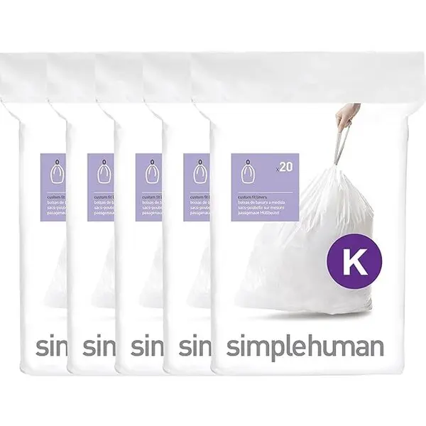 SIMPLEHUMAN Code K Custom Fit Liners With Quick Dispense Packs - 100 Liners