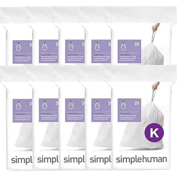 SIMPLEHUMAN Code K Custom Fit Liners With Quick Dispense Packs - 200 Liners